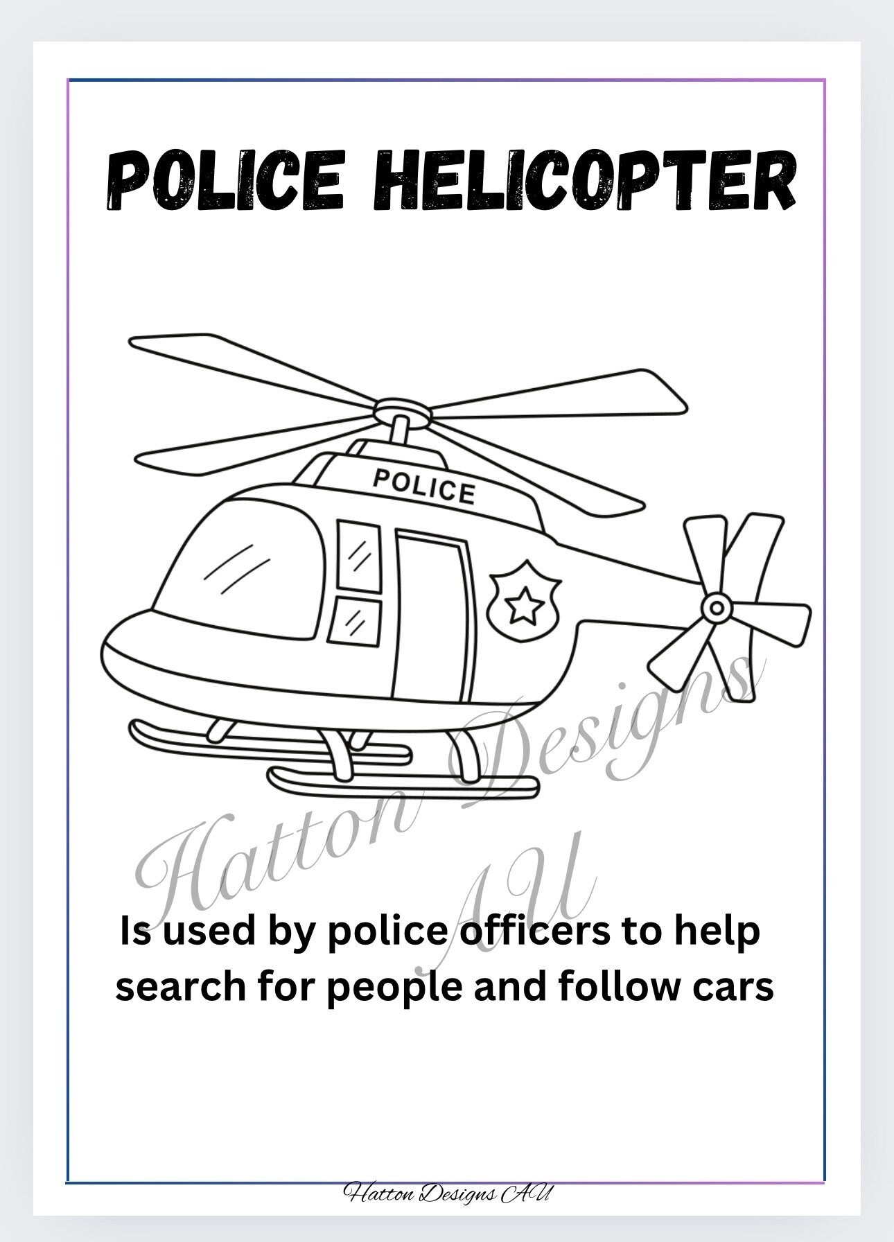 Kids Emergency Services Colouring Book. Containing Fire Trucks, Police ...