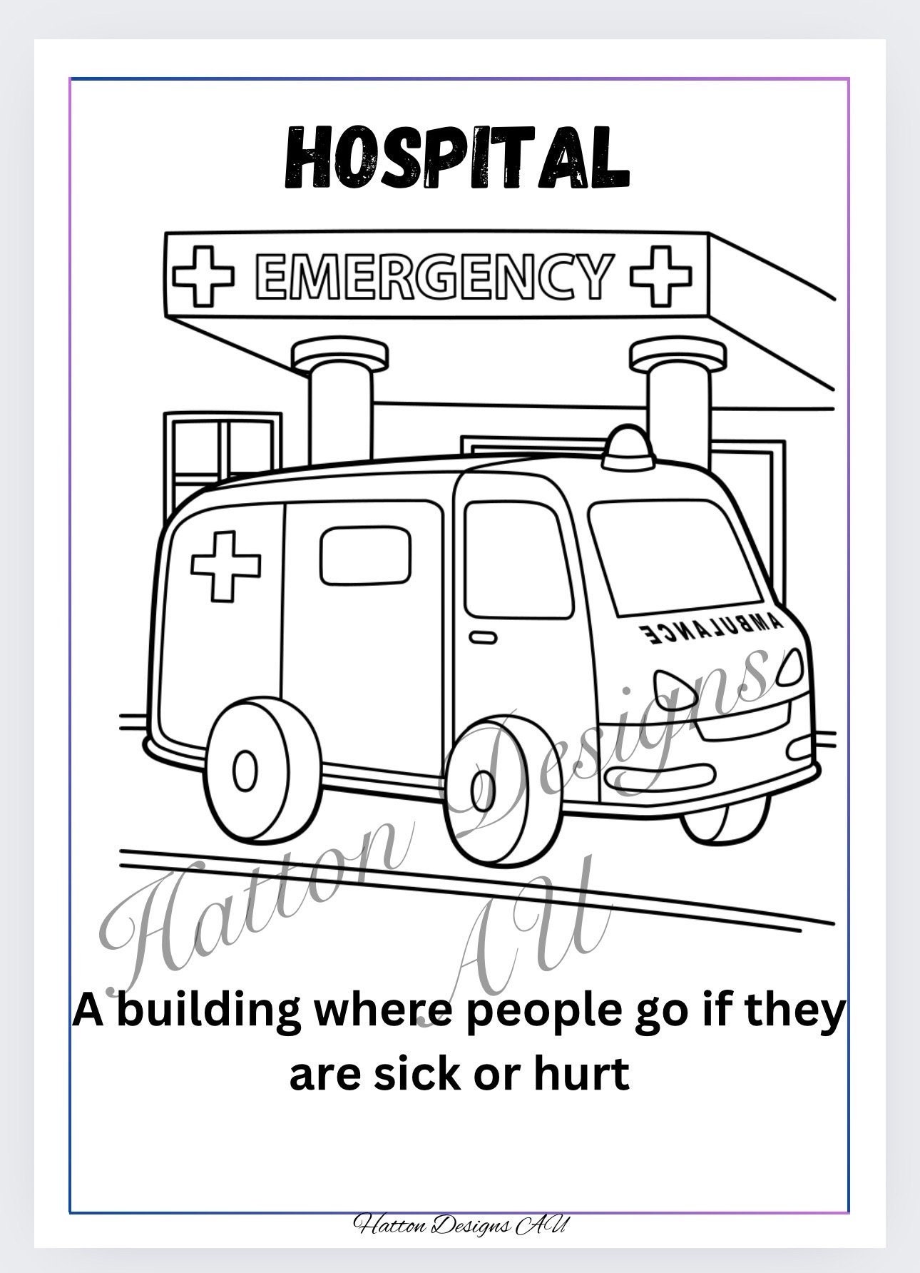 Kids Emergency Services Colouring Book. Containing Fire Trucks, Police ...