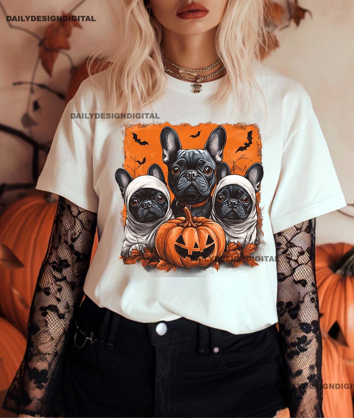 Spooky French Bulldog Png, French Bulldog Png, Retro Halloween Png ...