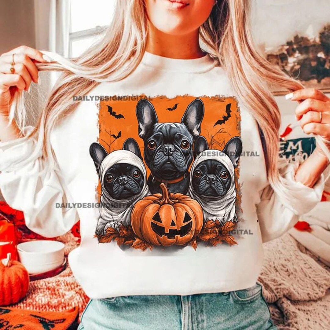 Spooky French Bulldog Png, French Bulldog Png, Retro Halloween Png ...