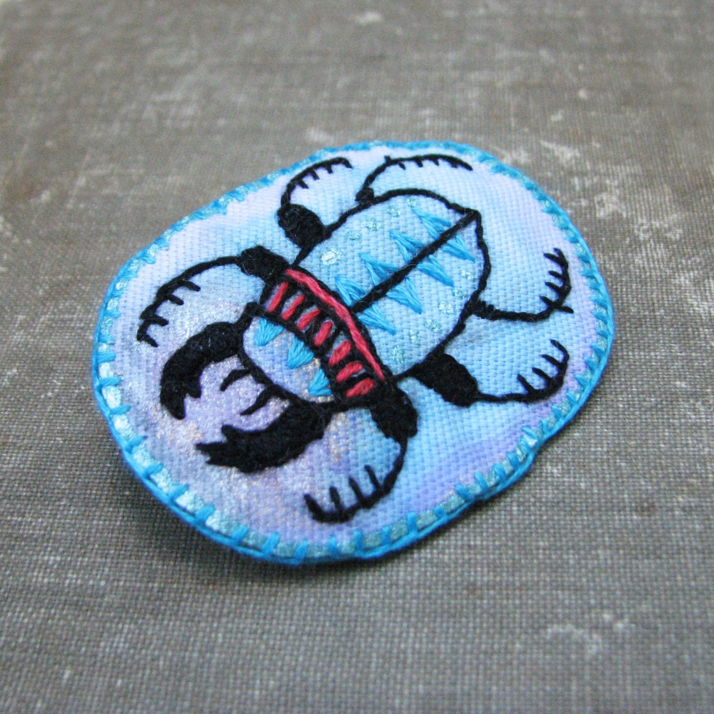 Embroidered Stag Beetle Pin Fiber Art Brooch | Etsy