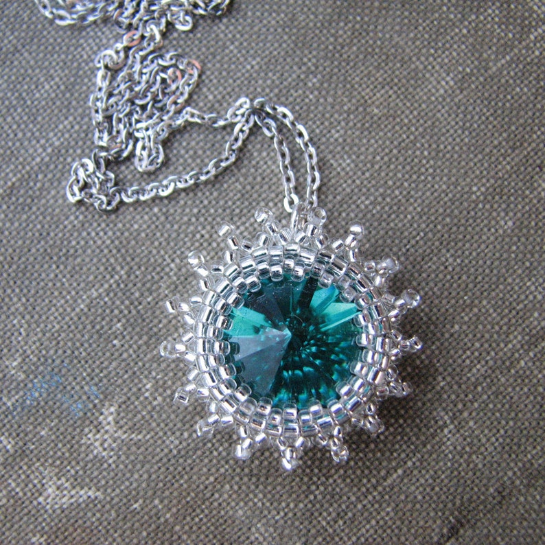 Emerald Green Crystal Necklace Sterling Silver Chain Beaded - Etsy