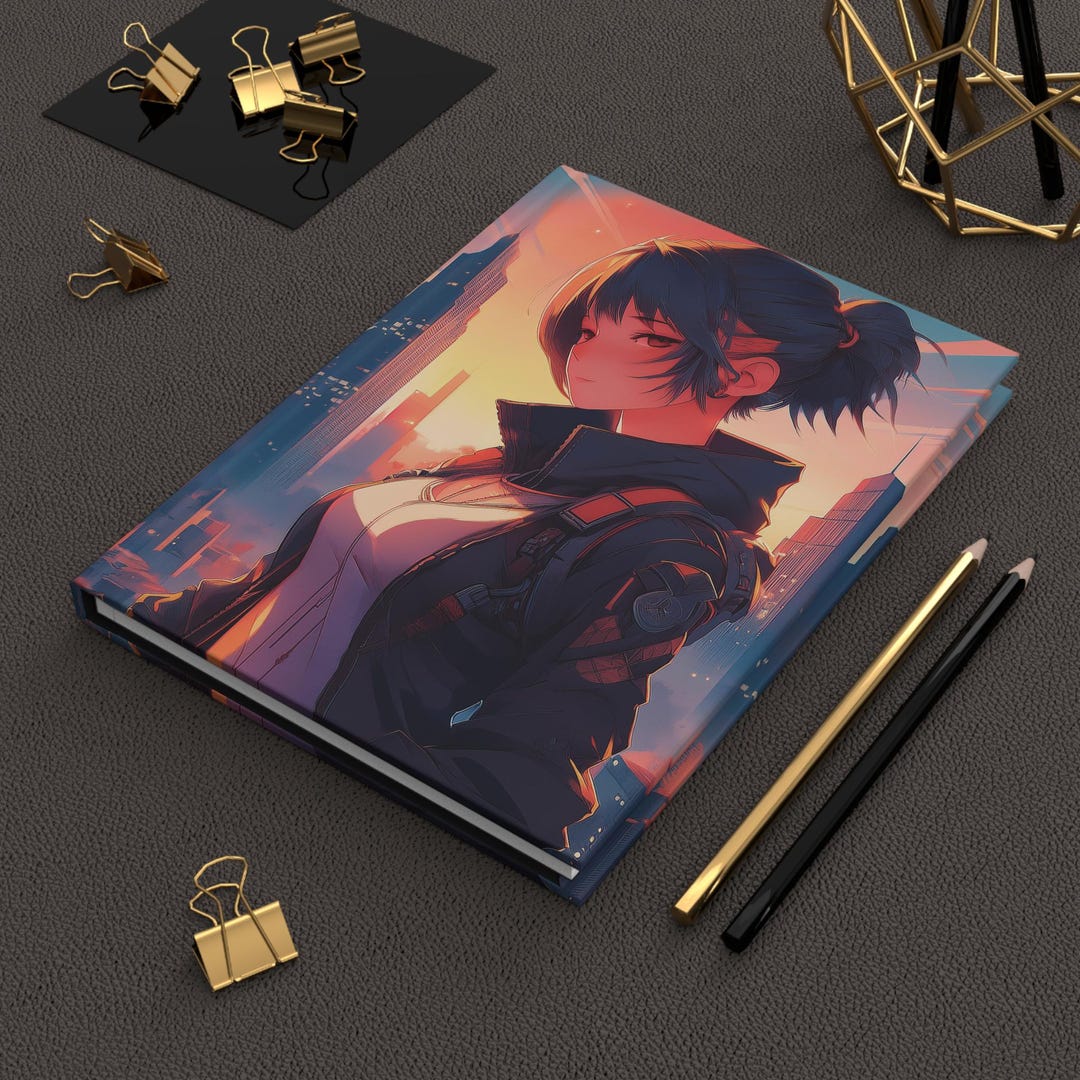 Cyberpunk Anime Hardcover Journal Sci Fi Writers Notebook, Futuristic ...