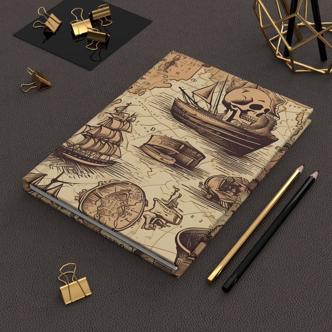 Pirate Map Journal Hardcover Lined Writers Notebook, Lined Journal, Art ...