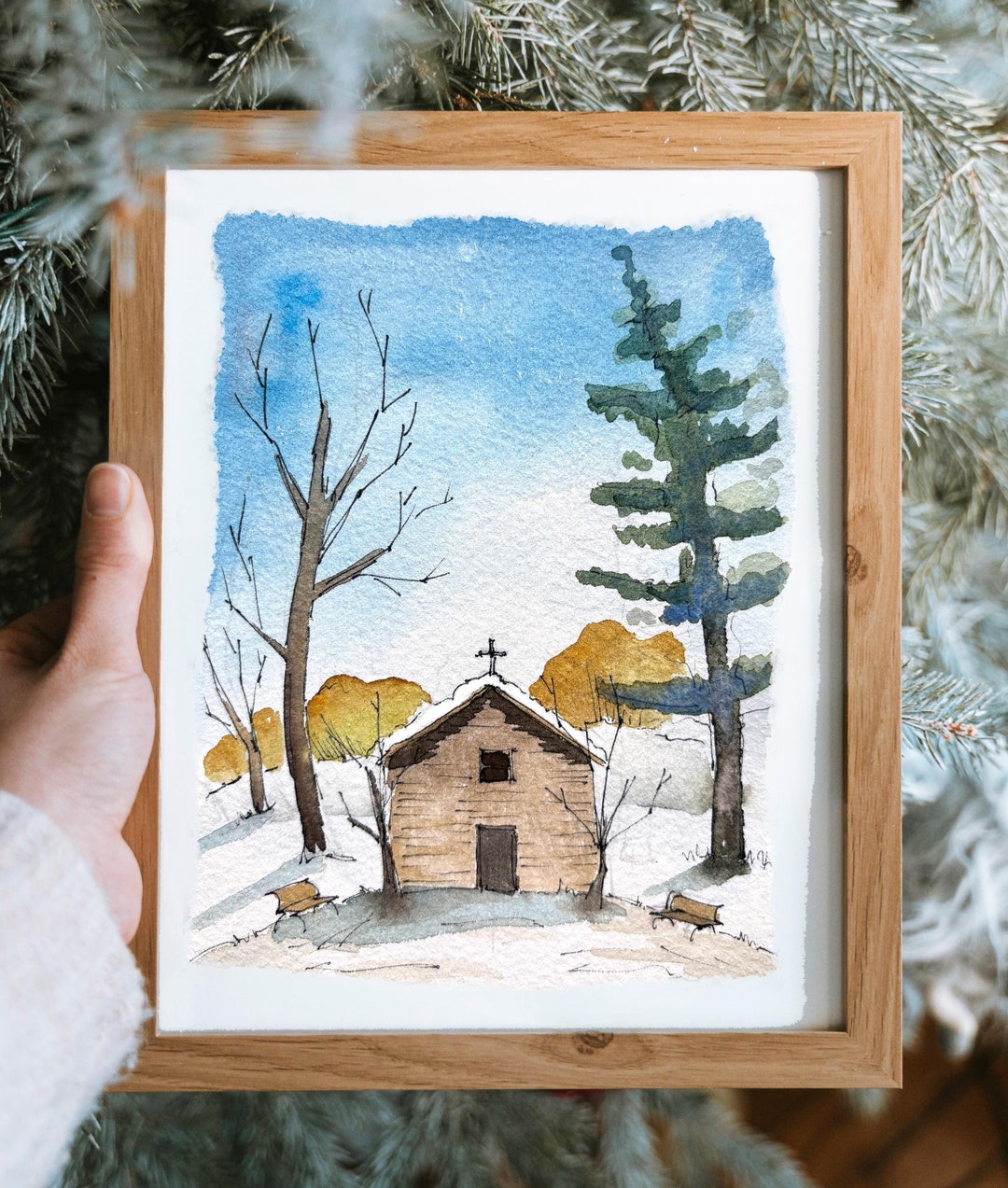 University of Notre Dame Log Chapel Watercolor Art Print - Etsy