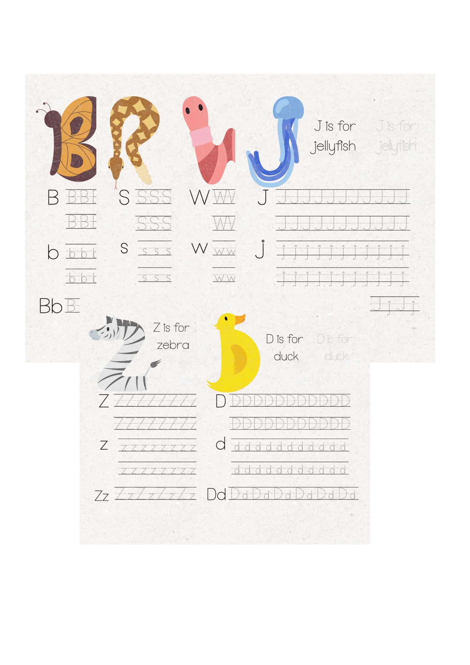 Animal Alphabet Printable Tracing Worksheets - Etsy