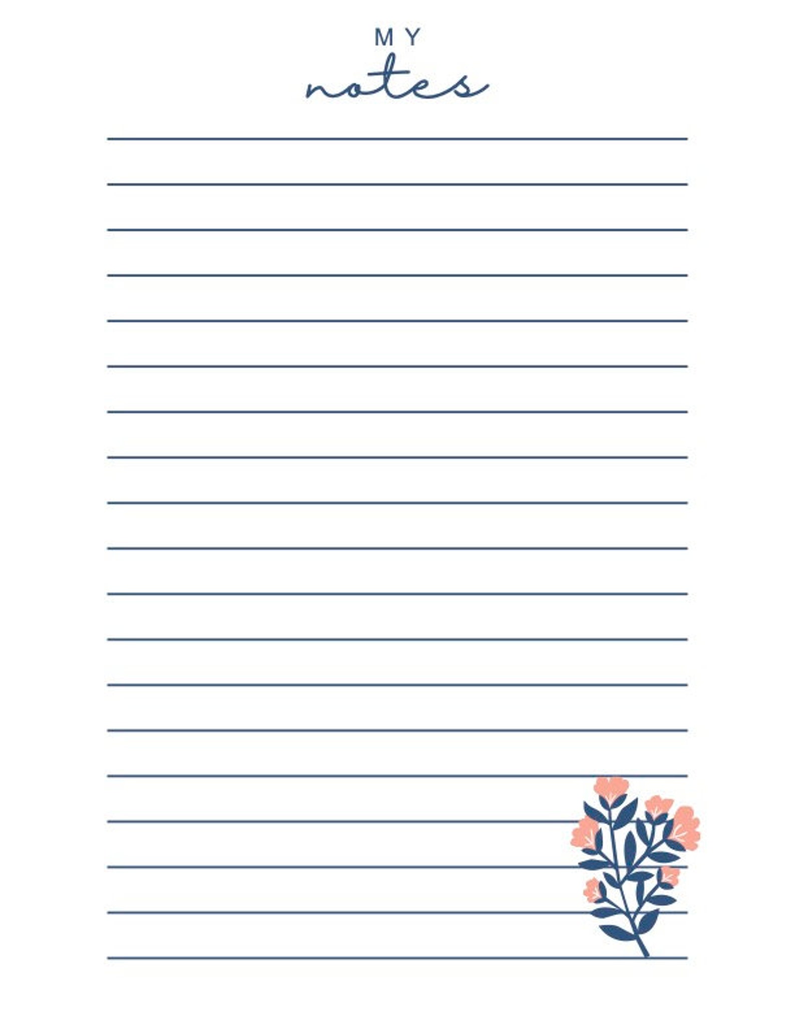 Printable Floral Note Paper Size 5.5 X 8.5 - Etsy