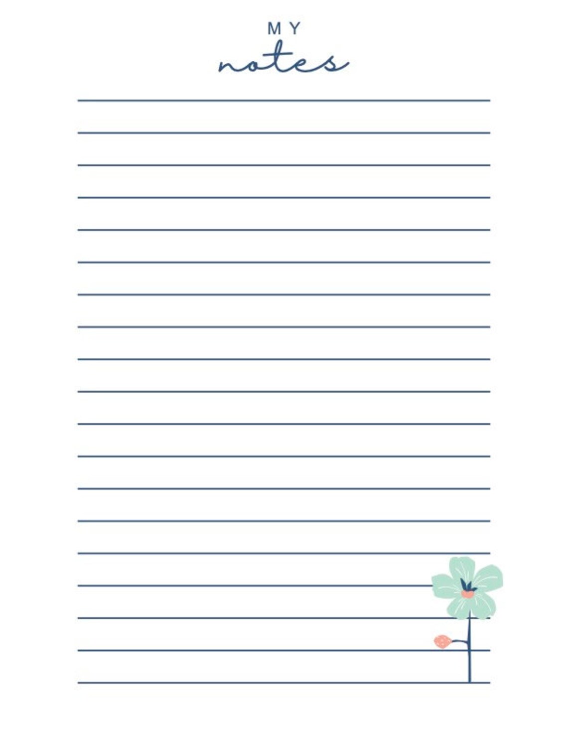 Printable Floral Note Paper Size 5.5 X 8.5 - Etsy