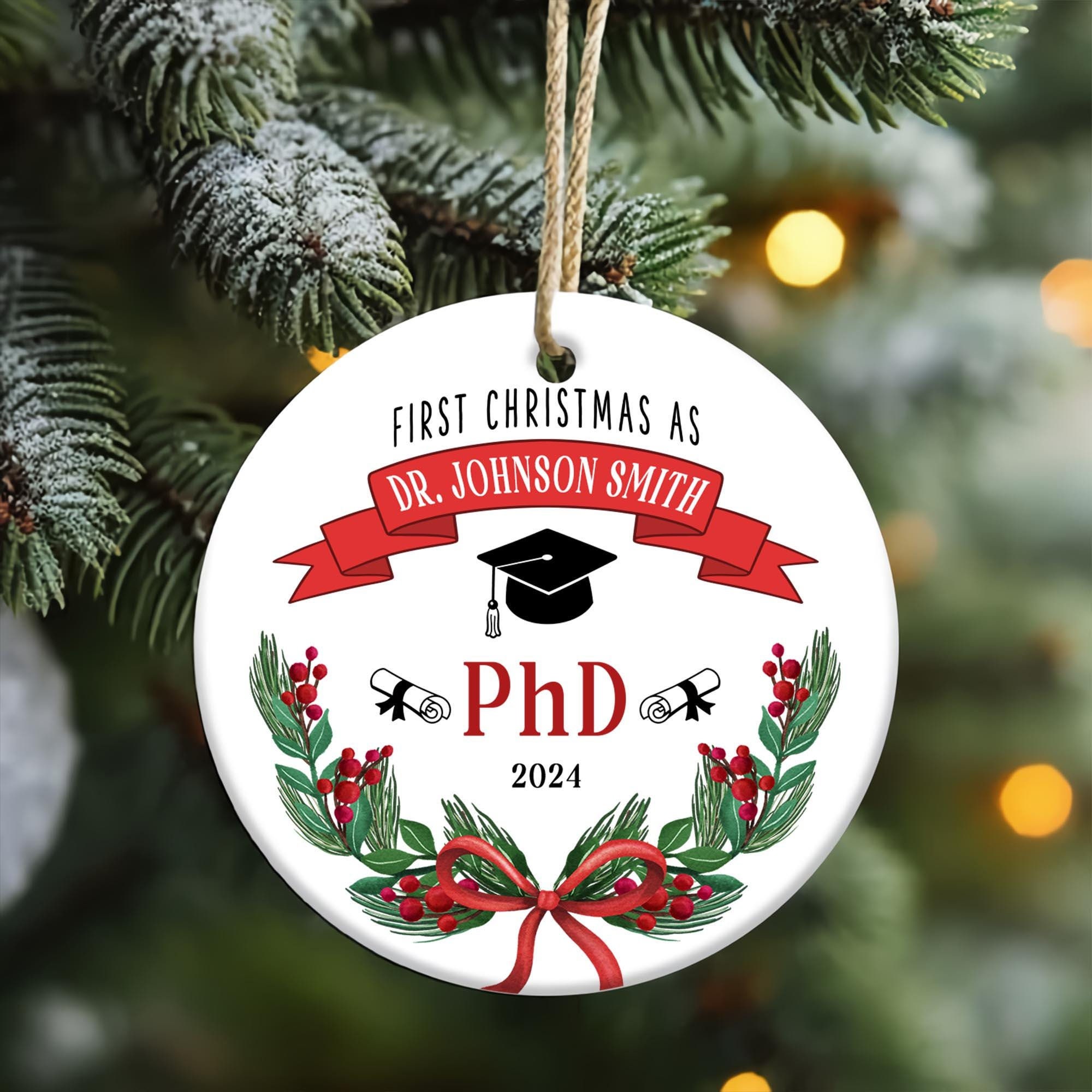 Personalized Phd Christmas Ornament 2 Side, Custom Phd Gift, New Phd ...