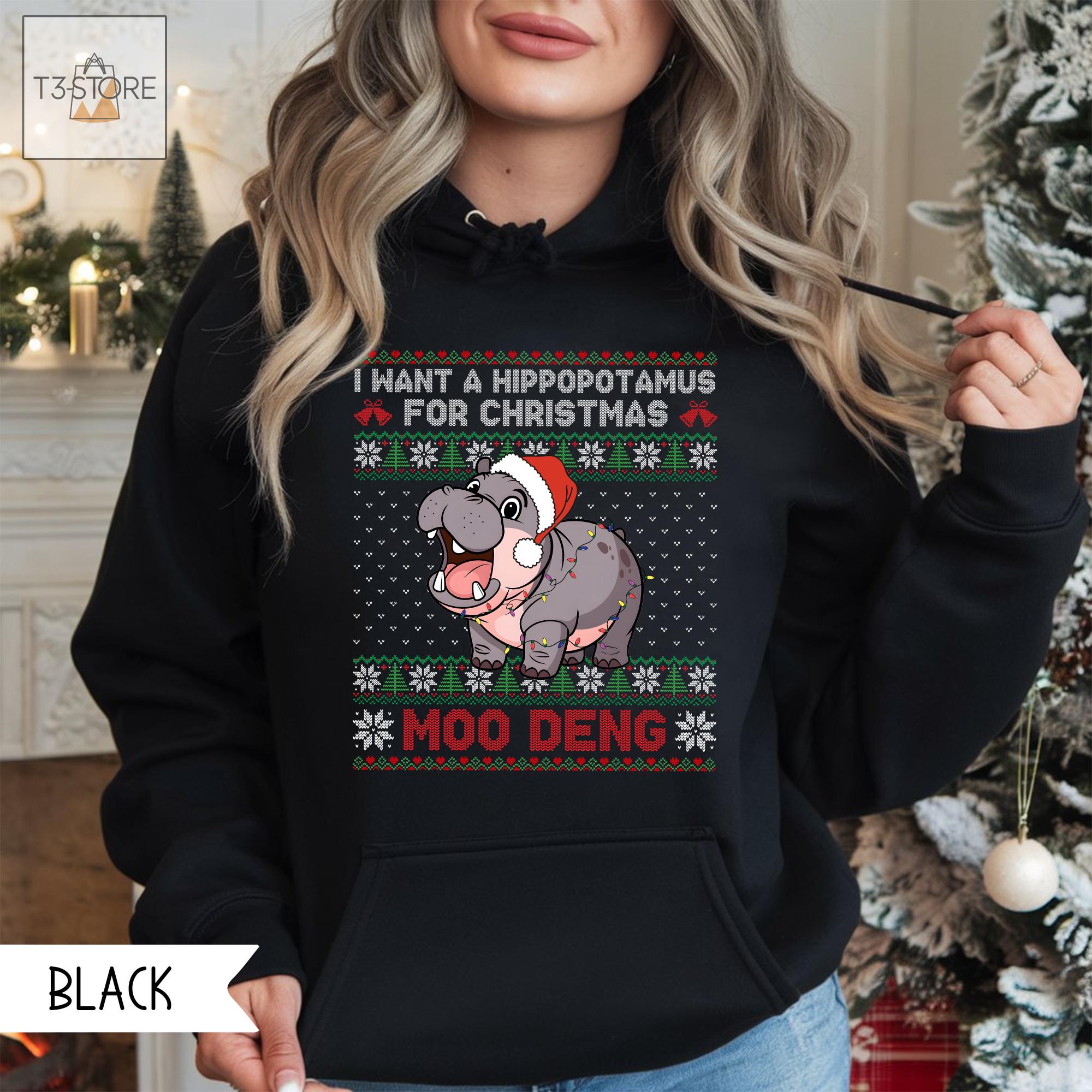 Christmas Moo Deng Shirt, I Want A Hippopotamus for Christmas ...