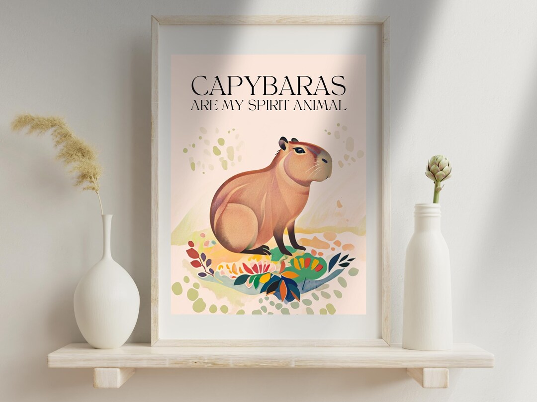 Capybara Spirit Animal Digital Print, Funny Capybara Art, Kitchen ...