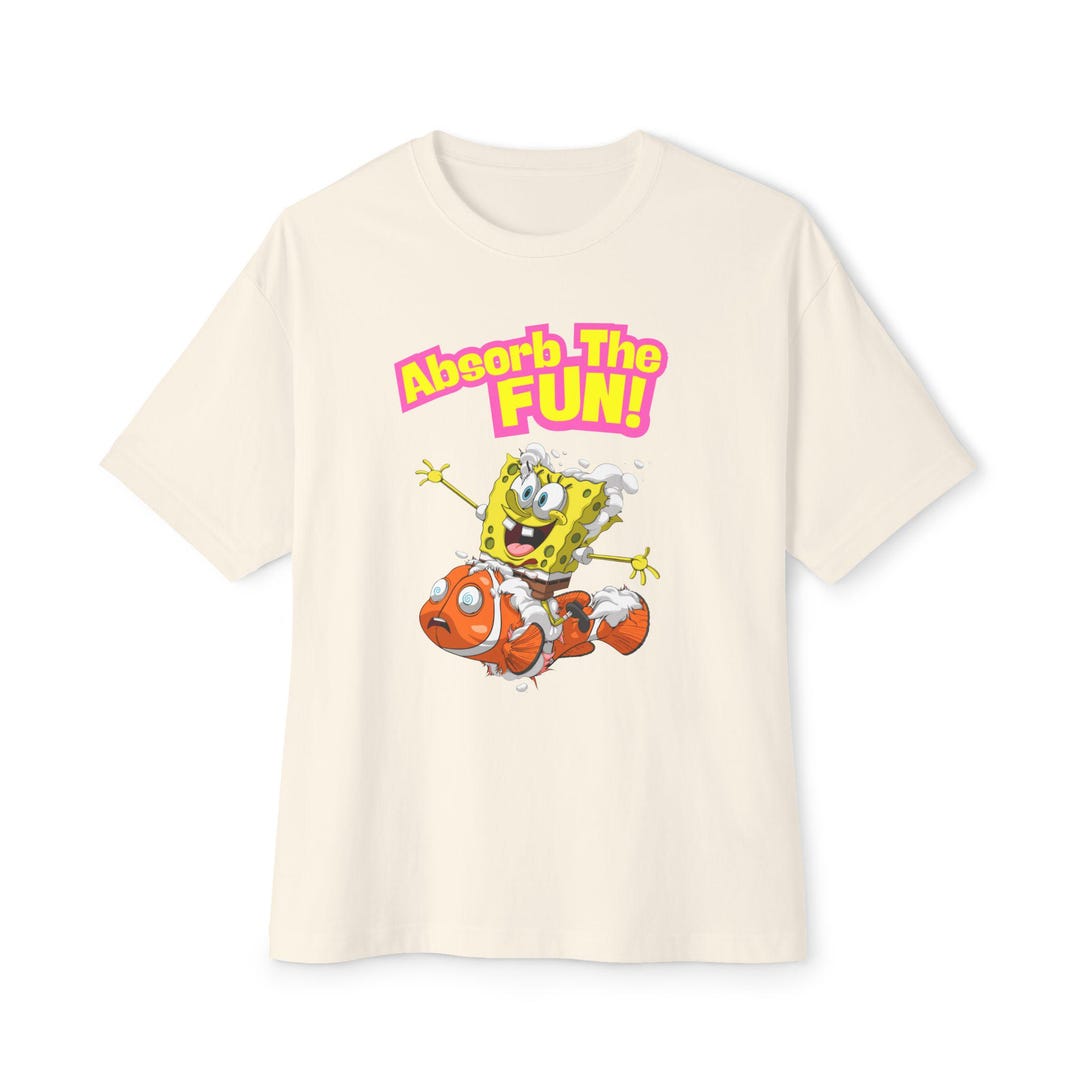Spongebob Absorb the Fun! Unisex Oversized Boxy Tee, Cartoon Tee, Fun ...