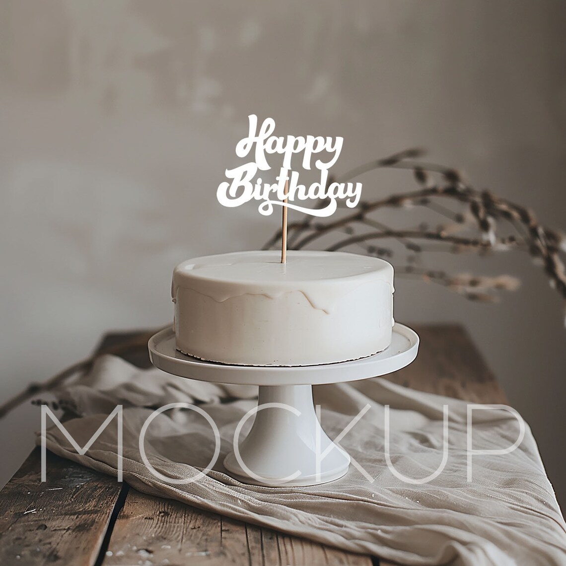 Aesthetic Cake Topper Mockup for Birthday Cake Mock up Canva Cake ...