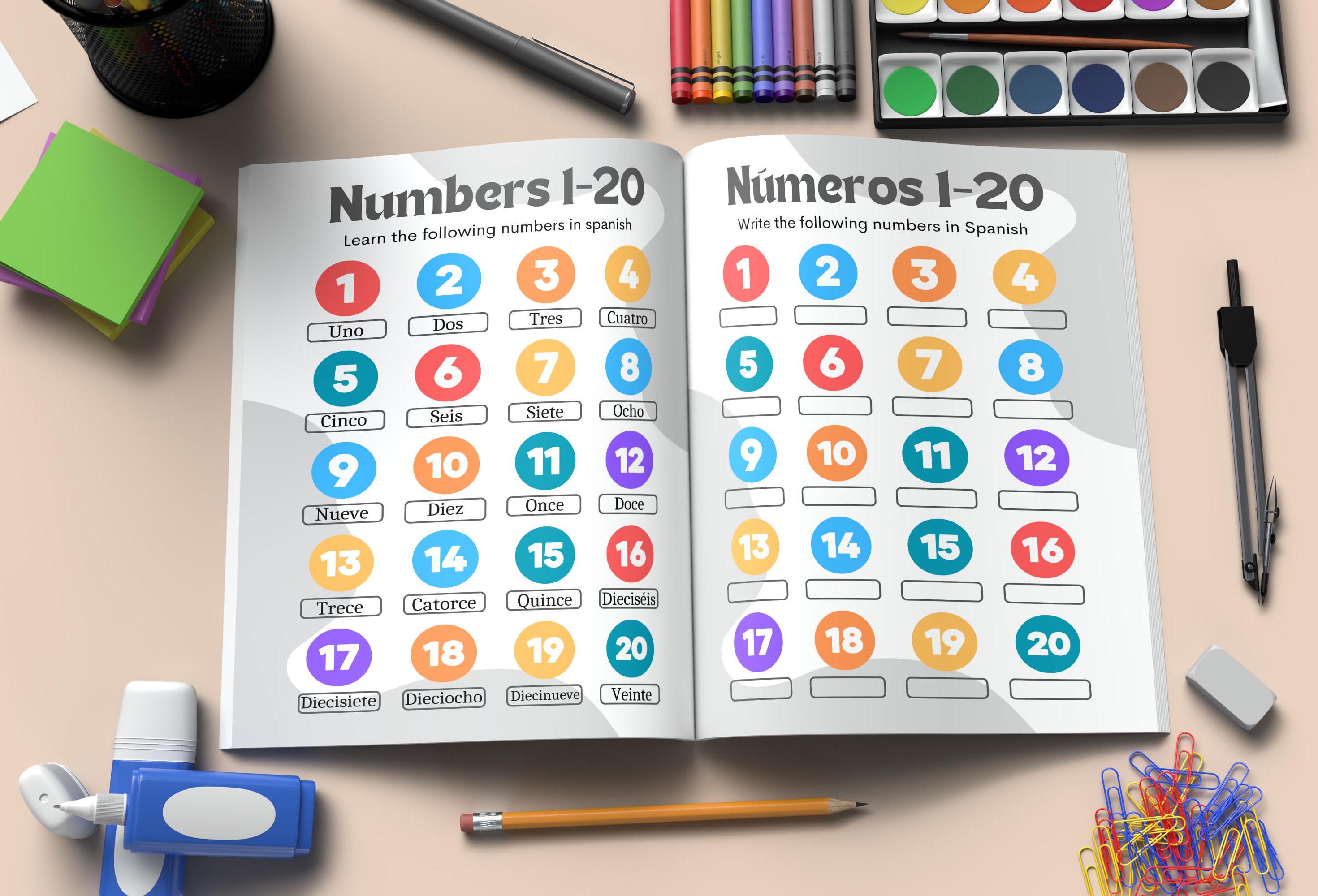 Spanish Numbers Learning & Practice PDF Bilingual Educational Worksheet ...