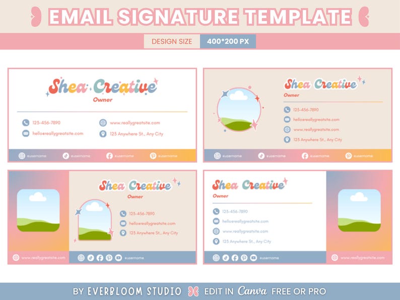 Editable Canva Email Signature Template - DIY Colorful, Fun, Playful ...