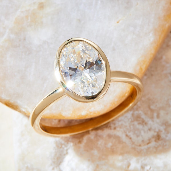 Bezel Diamond Ring - Etsy