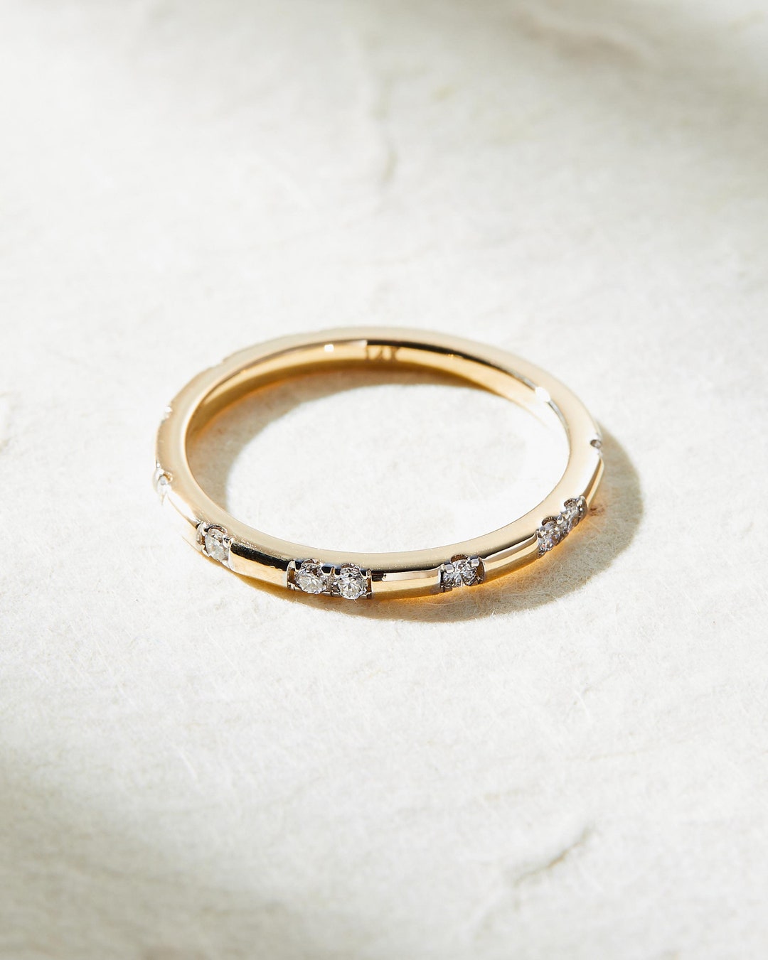 14K Gold Stackable Ring: Lab-grown Diamond Minimalist Jewelry - Etsy