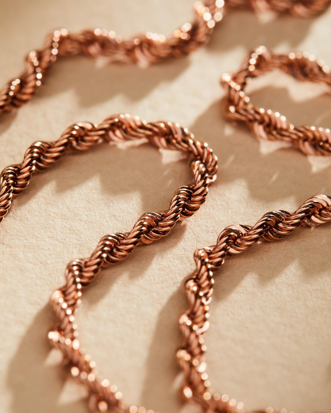 14k Rose Gold Rope Necklace / Rope Chain Necklace / Rose Gold Rope ...