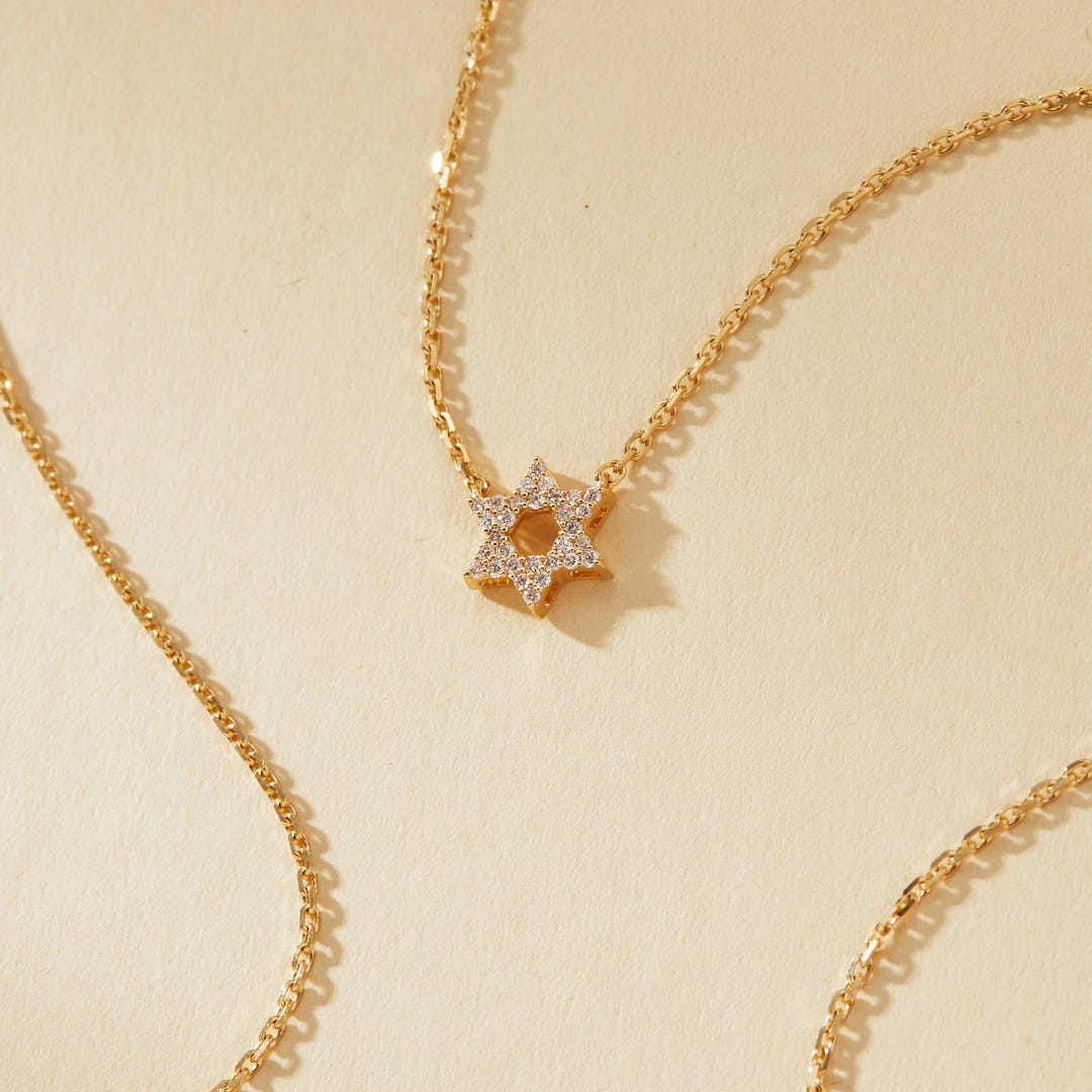 Diamond Mini Star of David Necklace in 14k Gold, Star of David Jewelry ...