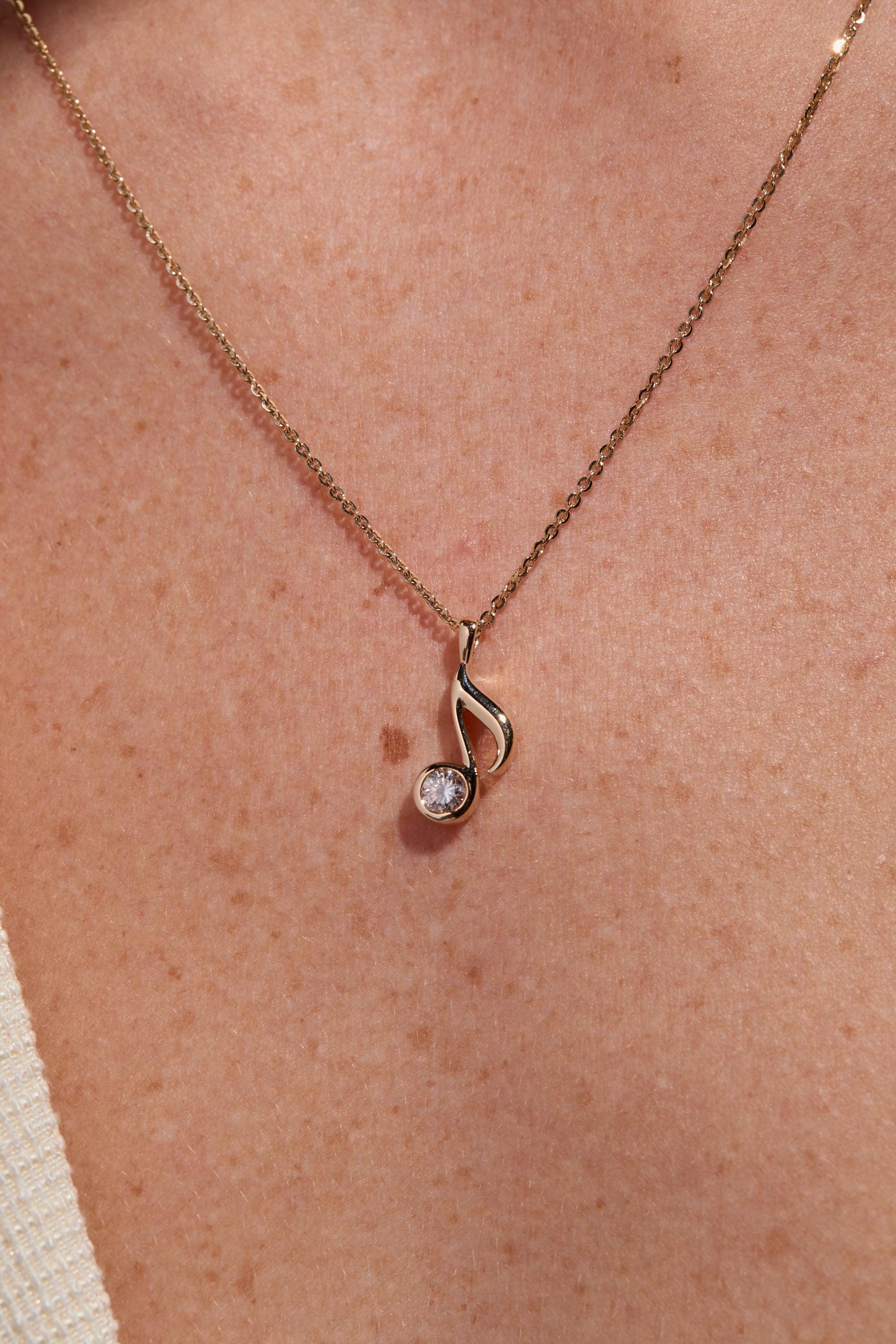 Musical Note Diamond Necklace Pendant / 0.27 Total Carat Lab Grown ...