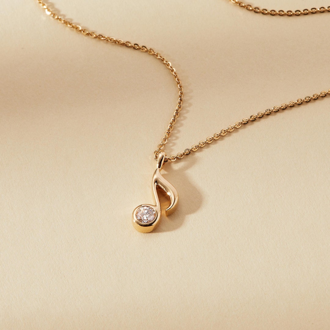 Musical Note Diamond Necklace Pendant / 0.27 Total Carat Lab Grown ...