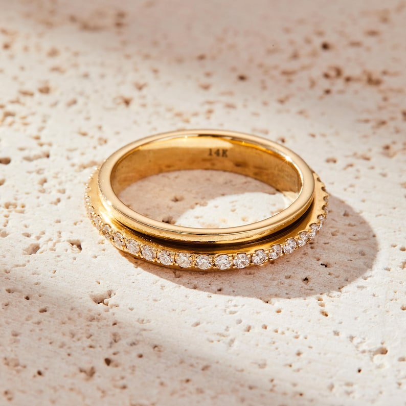 14k Gold Spinning Ring: 0.50 Carat Lab Grown Diamond Eternity Band - Etsy