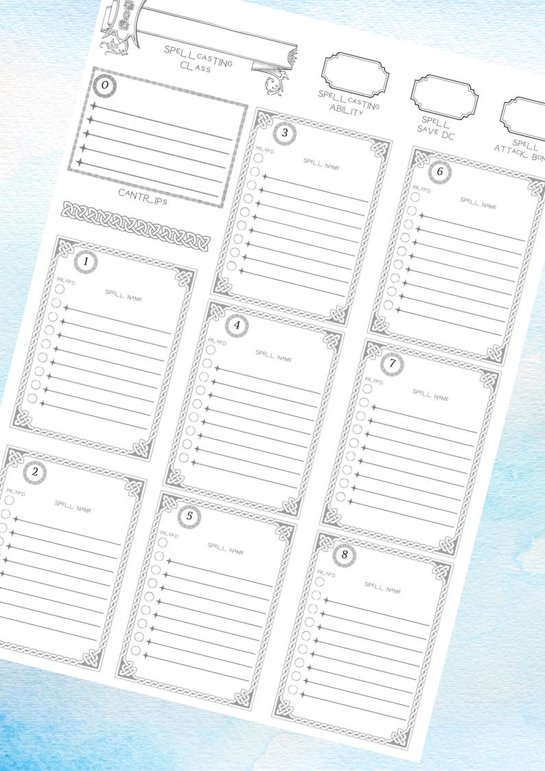 D&D 5E Character Sheet - Custom Hand-designed, Printable Template - Etsy