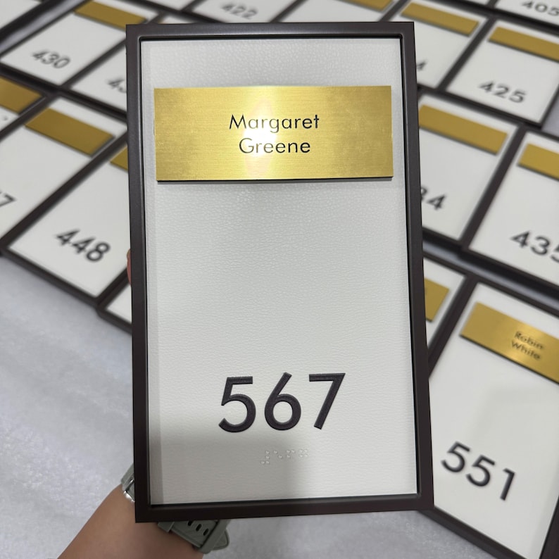 Custom ADA Braille Sign, Replaceable Nameplate, Acrylic Leather Finish ...