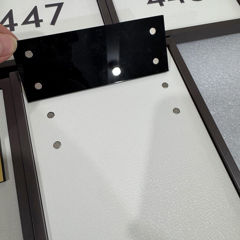 Custom ADA Braille Sign, Replaceable Nameplate, Acrylic Leather Finish ...