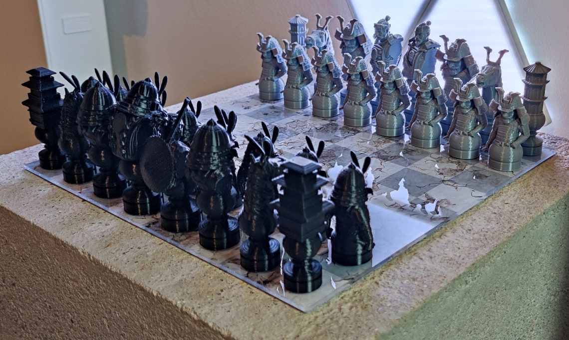 SAMURAI CHESS SET Incl. 3D Print Figure Stl Files and Game Board Png ...