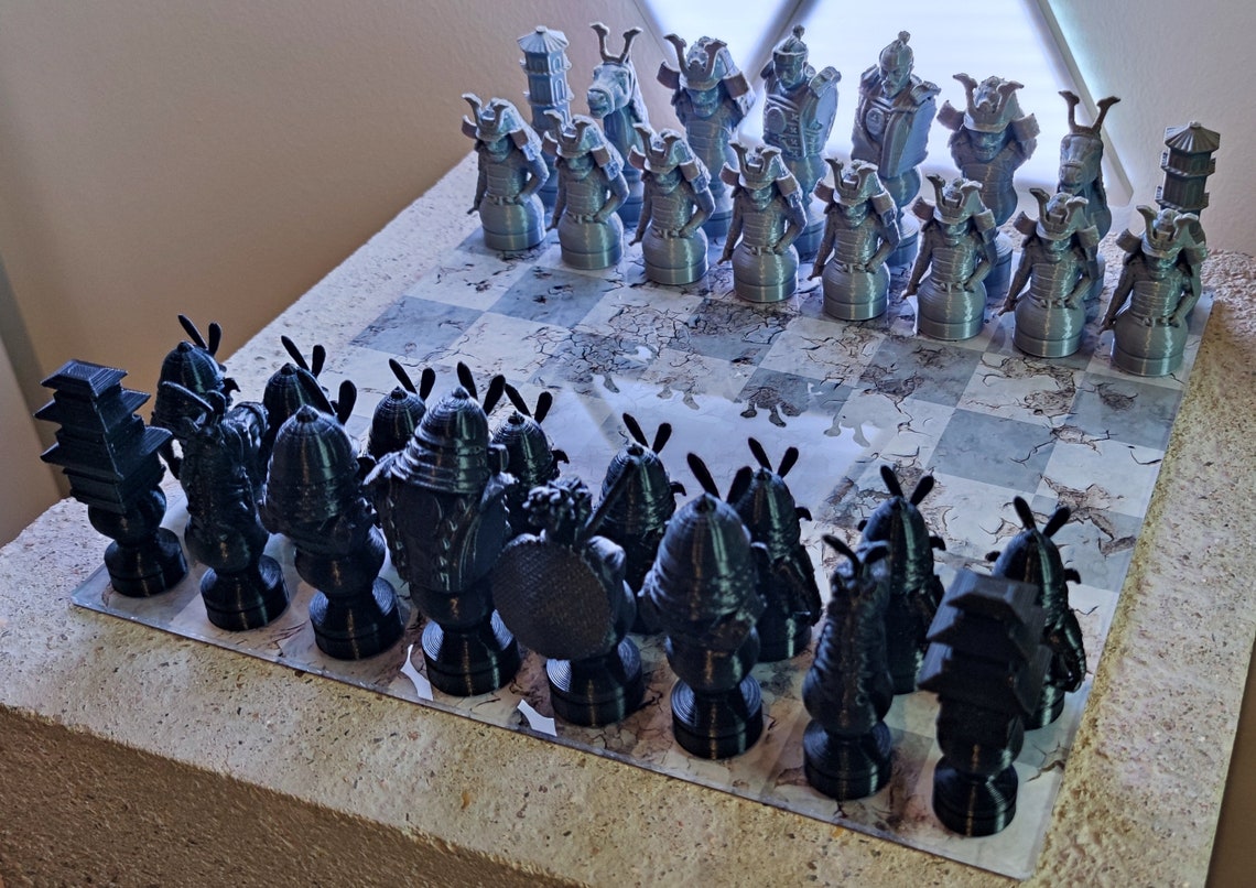 SAMURAI CHESS SET - 3D Print Figure Stl Files & Game Board Png Files ...