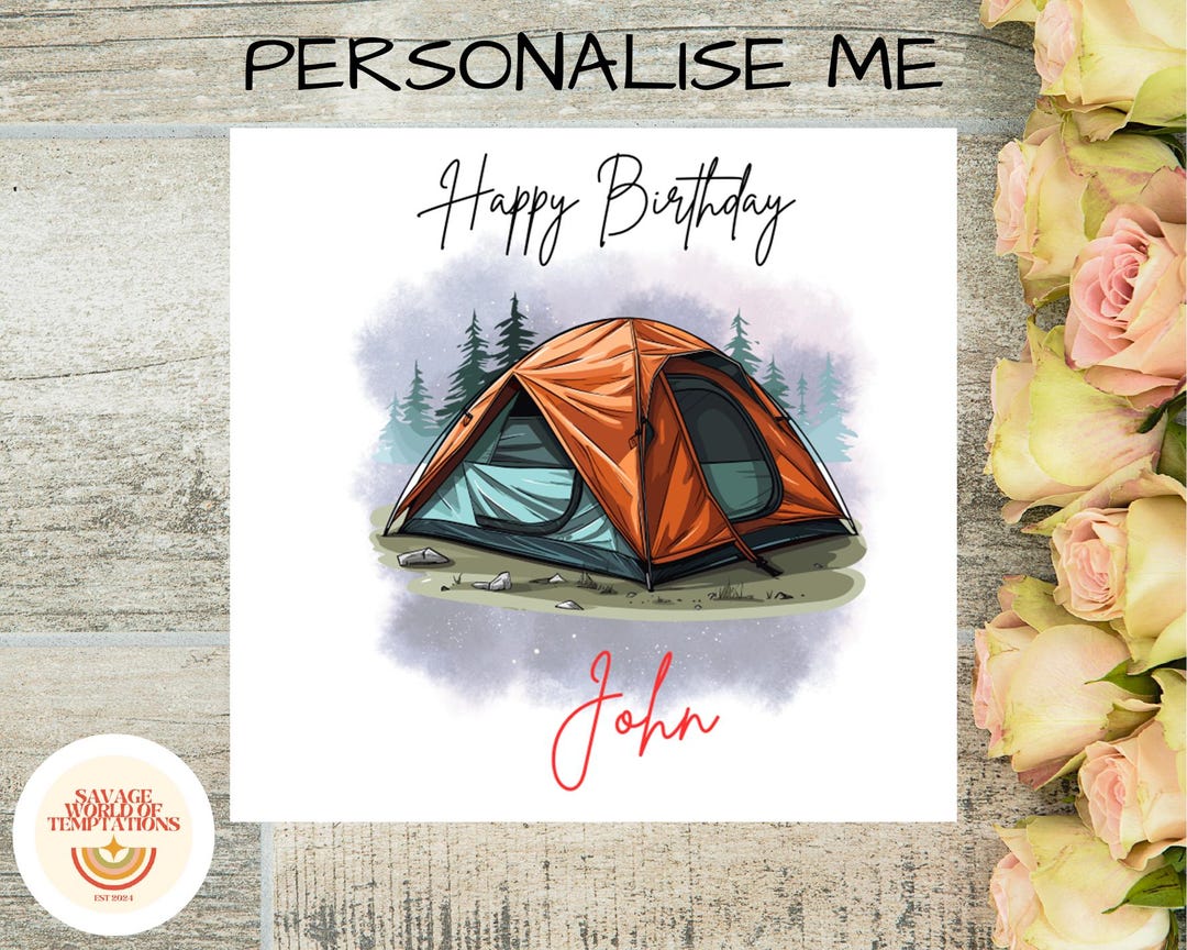 Personalised Happy Birthday Card Camping - Etsy