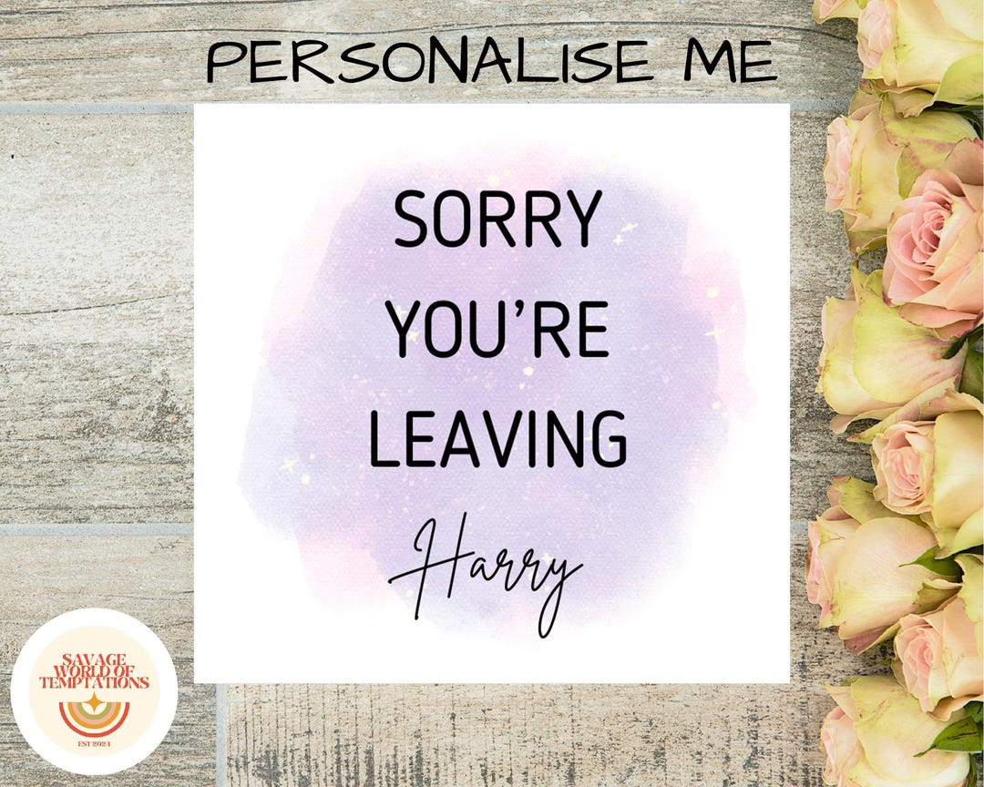Personalised Sorry You're Leaving, Leaving, Work, Cloud Behind Text - Etsy