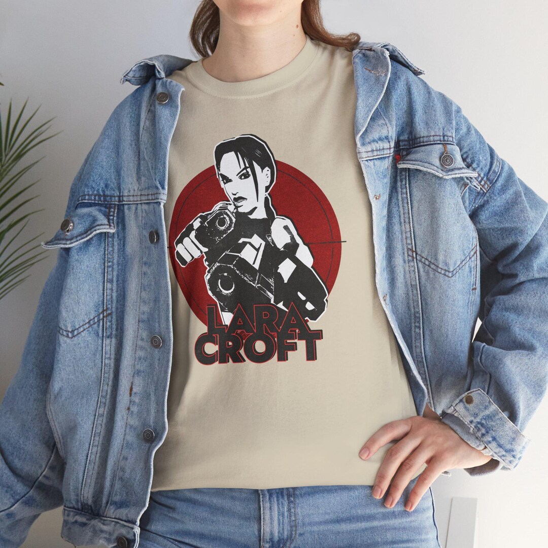 Lara Croft Fan T-shirt, Red Background | Iconic Gaming Heroine Tee ...