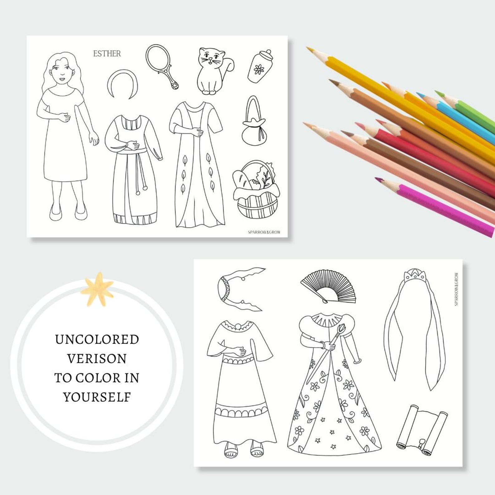 Paper Dolls Printable, Paper Cut Out Printable Dolls Craft, Bible Paper ...