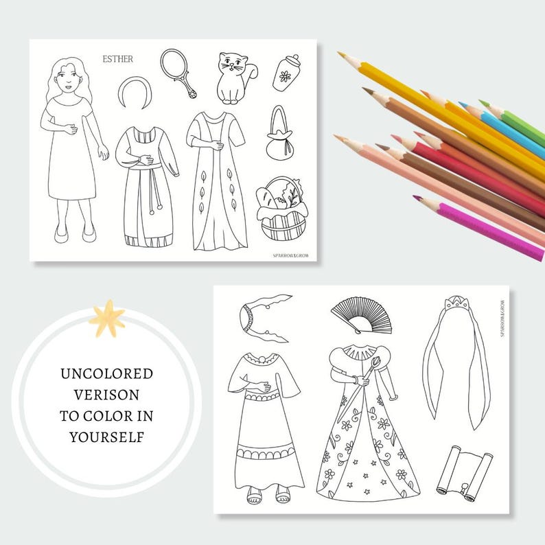 Paper Dolls Printable, Paper Cut Out Printable Dolls Craft, Bible Paper ...