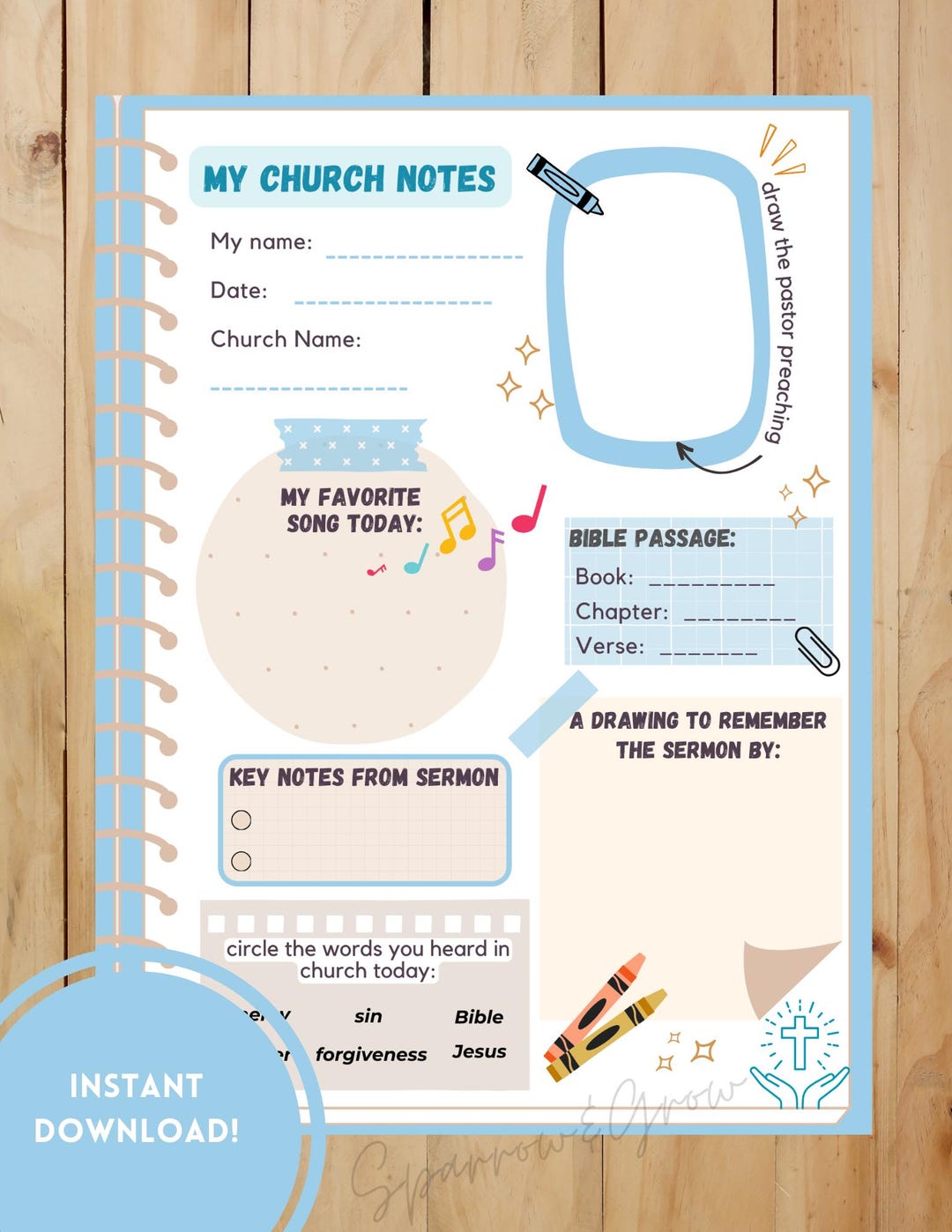 Sermon Notes for Kids Church Sermon Notes Printable - Etsy