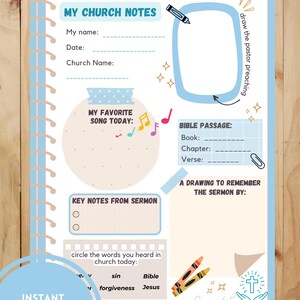 Sermon Notes for Kids Church Sermon Notes Printable - Etsy