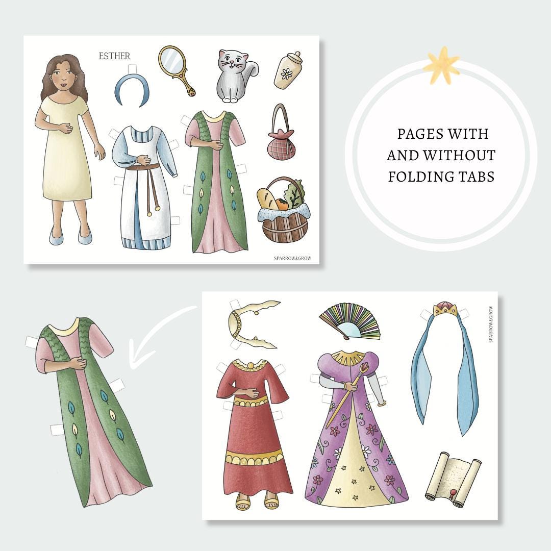 Paper Dolls Printable, Paper Cut Out Printable Dolls Craft, Bible Paper ...