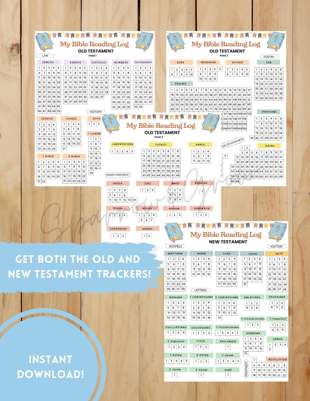 Bible Reading Tracker Kids, Daily Bible Study Planner, Christian ...