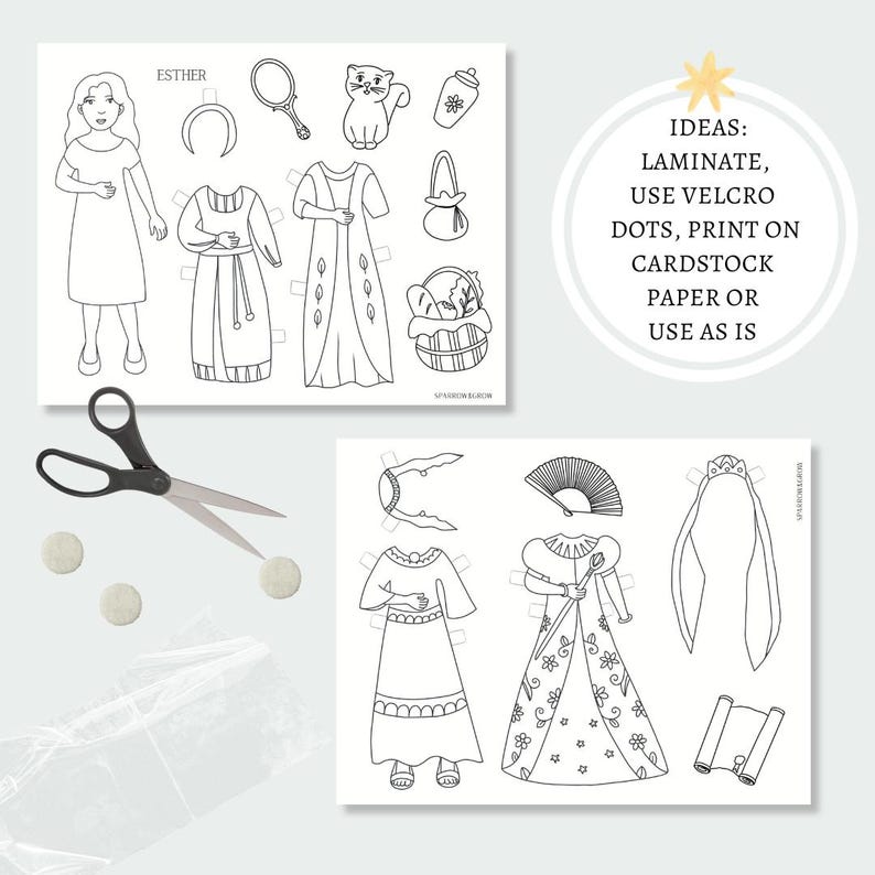 Paper Dolls Printable, Paper Cut Out Printable Dolls Craft, Bible Paper ...