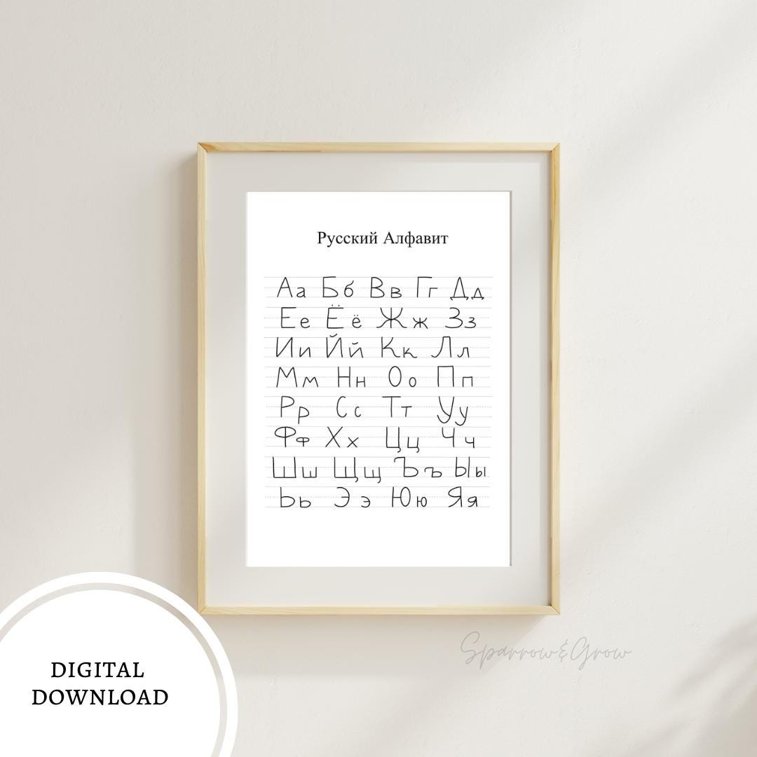 Russian Alphabet Poster, ABC Slav, Learn Russian, Russian Handwriting ...
