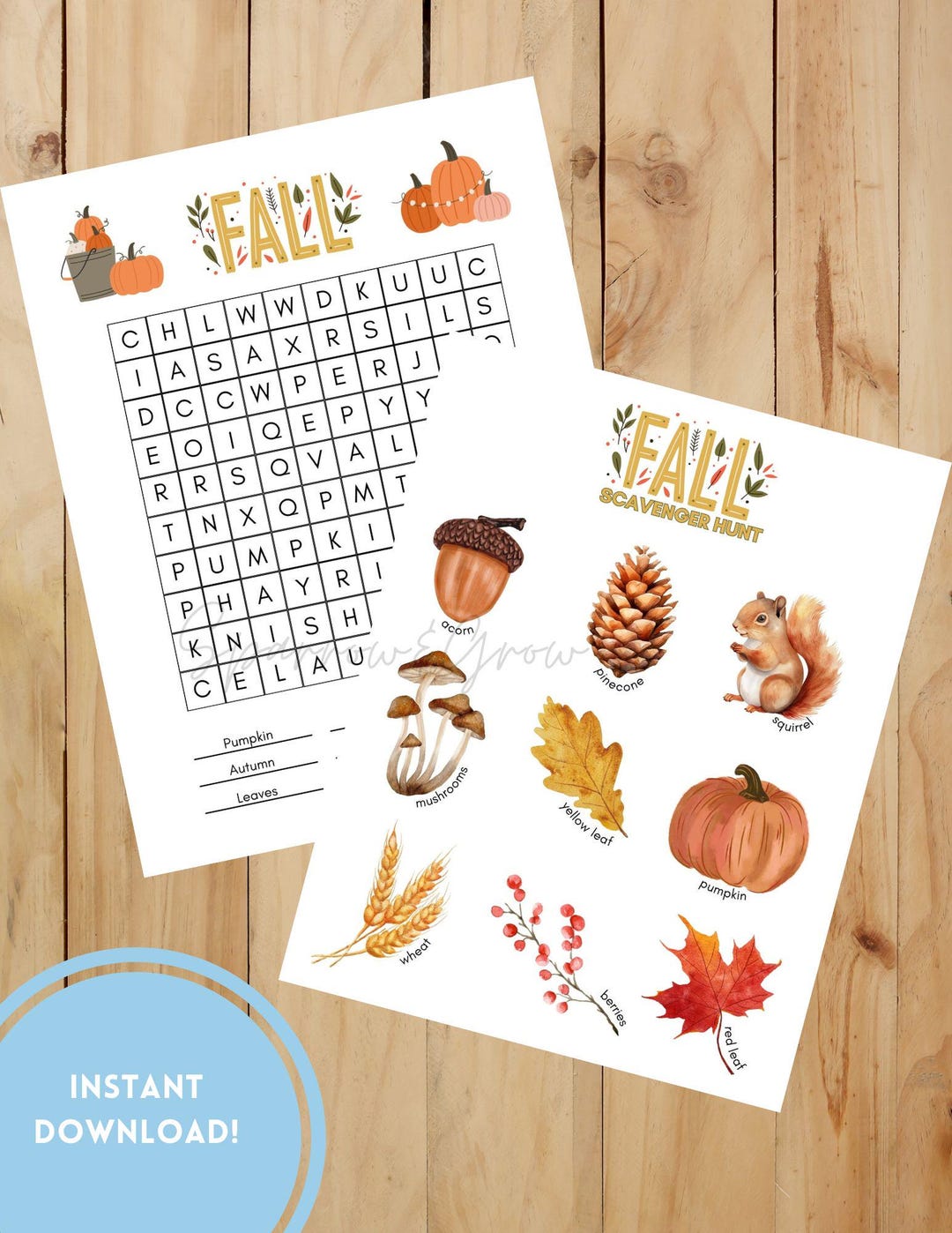 Fall Word Search Printable, Fall Scavenger Hunt, Fall Activities for ...