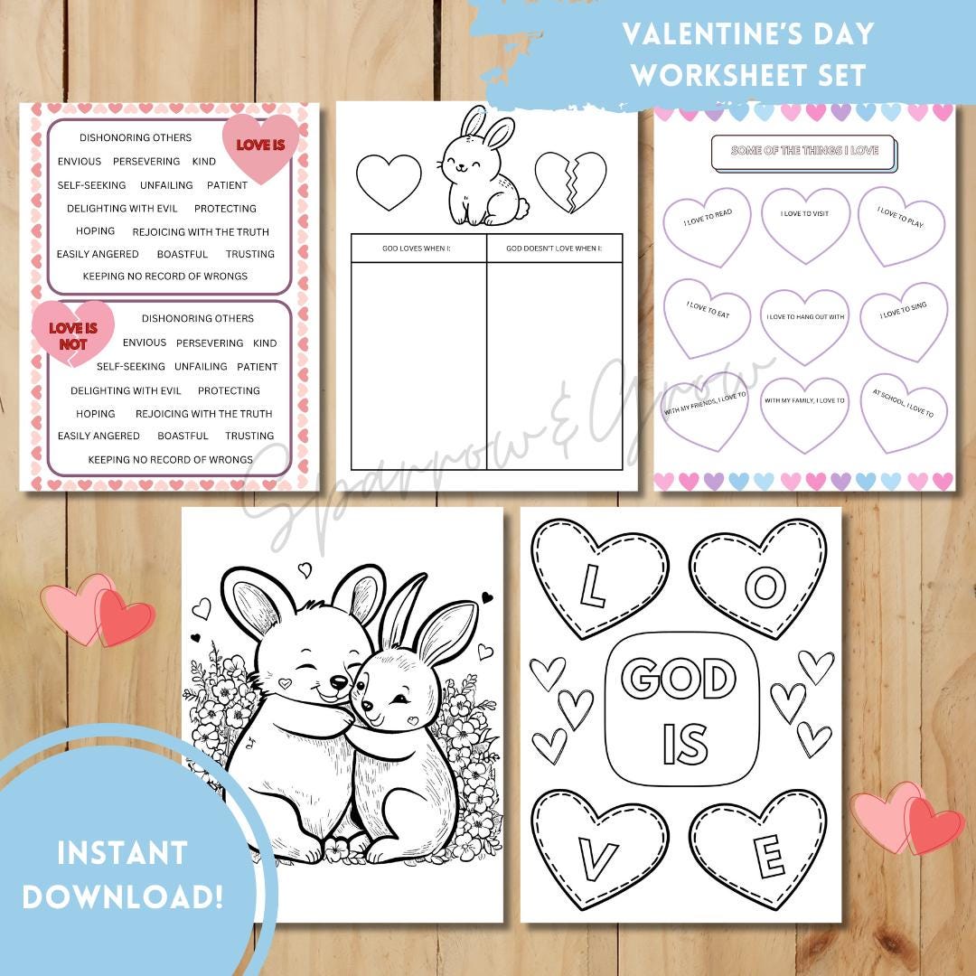 Valentine's Day Worksheets, Christian Valentine's Activities for Kids ...