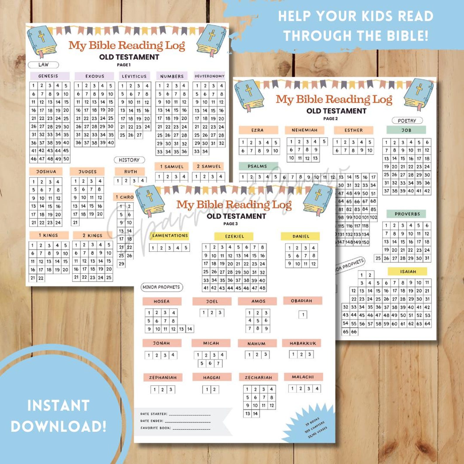 Bible Reading Tracker Kids, Daily Bible Study Planner, Christian ...