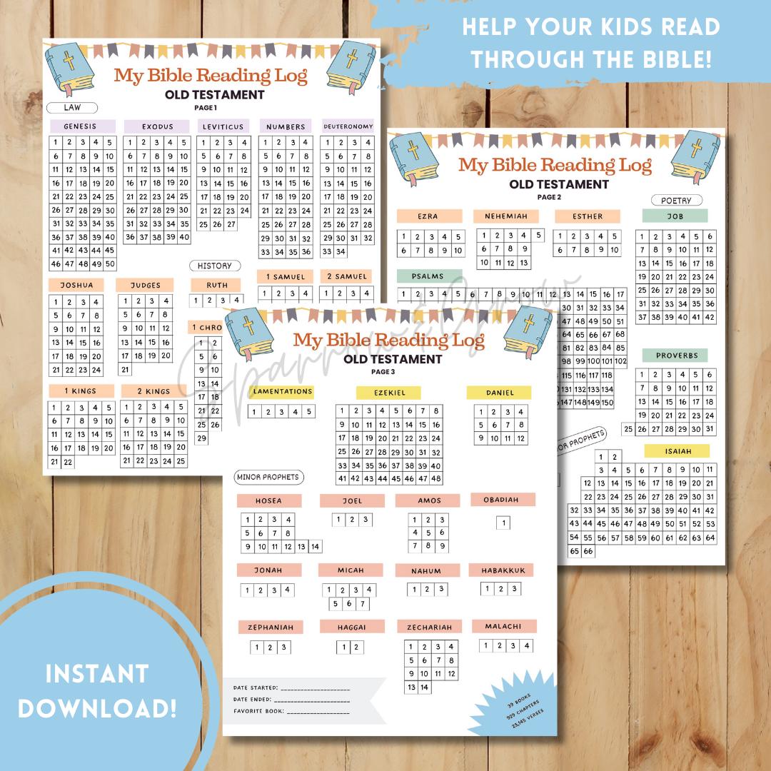 Bible Reading Tracker Kids, Daily Bible Study Planner, Christian ...