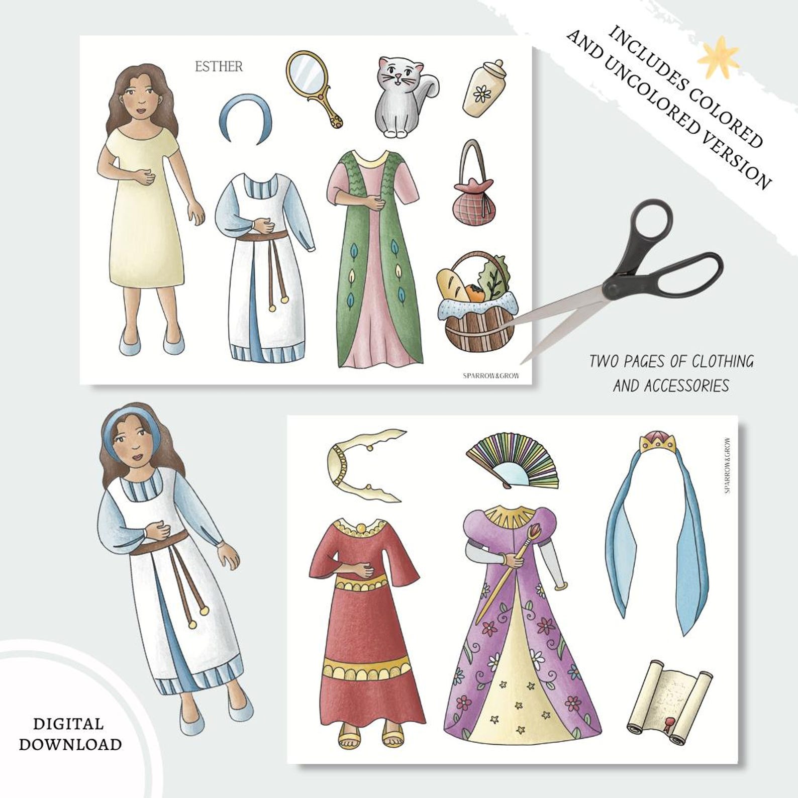 Paper Dolls Printable, Paper Cut Out Printable Dolls Craft, Bible Paper ...