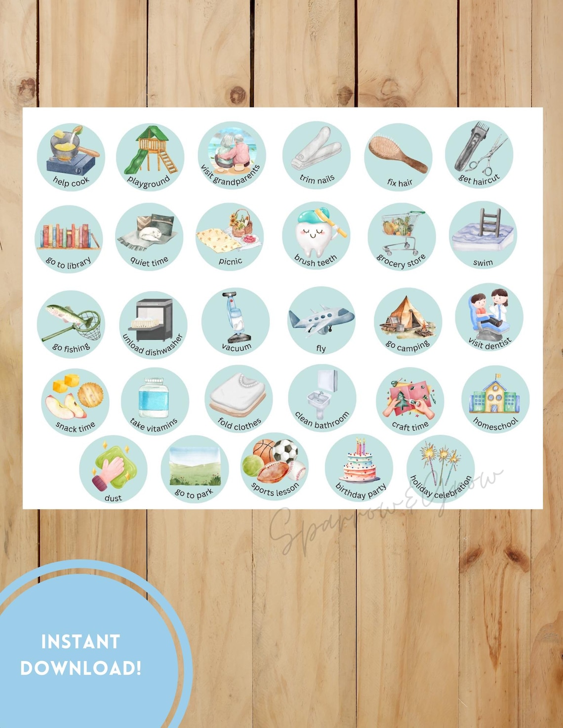 Kids Daily Responsibilities Chart, Printable Daily Routine, Chore Chart ...