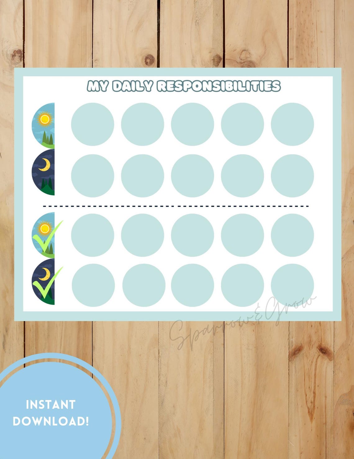 Kids Daily Responsibilities Chart, Printable Daily Routine, Chore Chart ...
