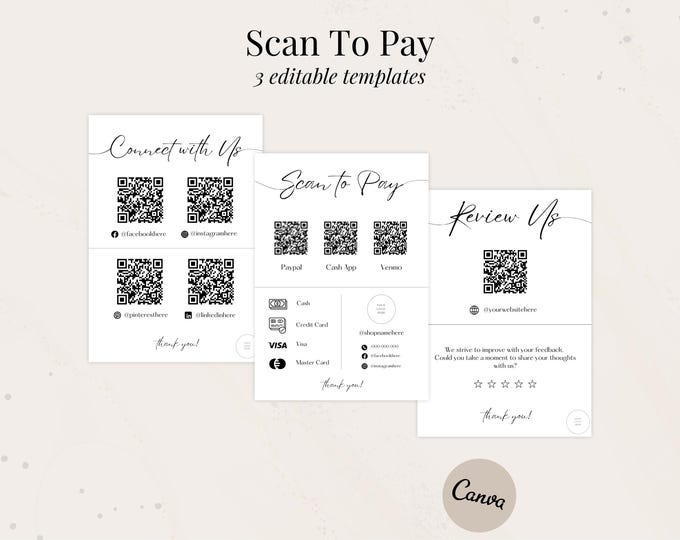 Scan to Pay Template | QR Code Sign | Payment Sign | Connect With Us ...